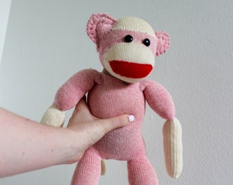 PINK Sock Monkey Izzie With Pink Sweater HANDMADE Last One - Etsy
