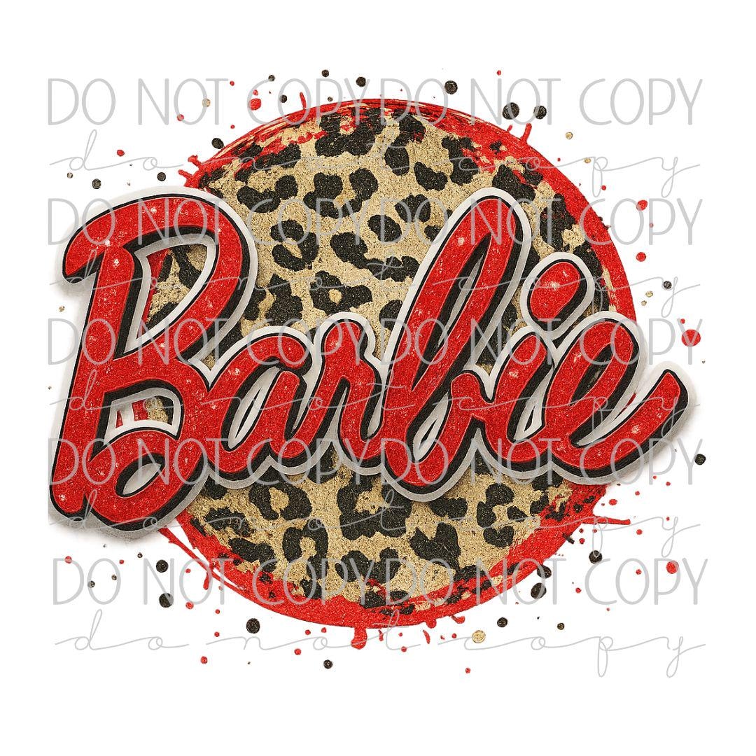 Leopard Print Barbie PNG | Retro Glitter Barbie Sublimation Design ...