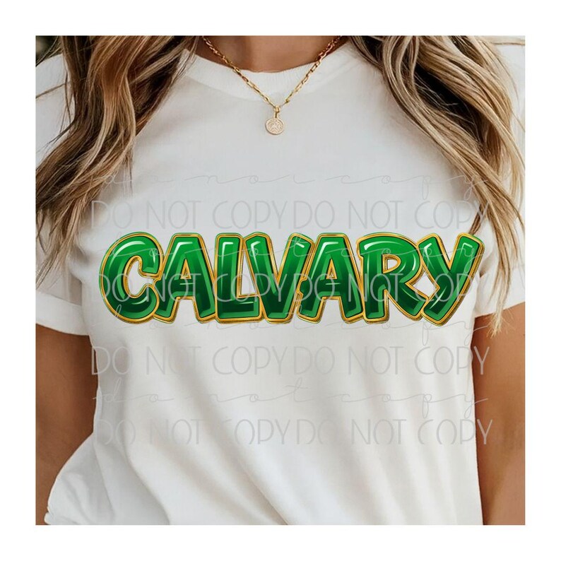 CALVARY Graffiti PNG: Metallic Green & Gold 3D Text (digital Download ...