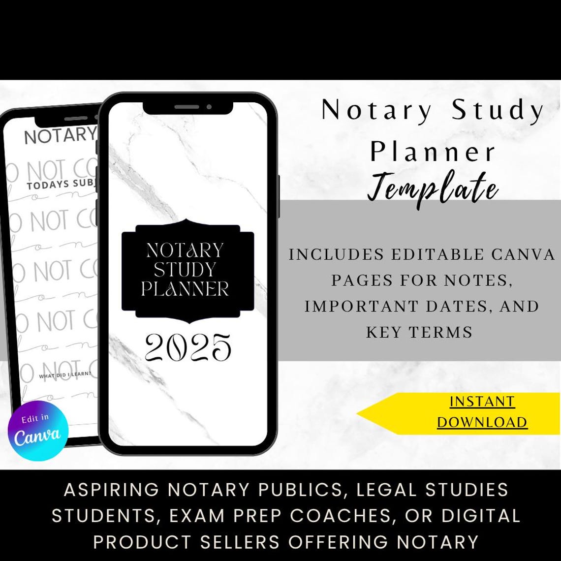 Notary Exam Study Guide: Printable Planner & Legal Notes (digital ...