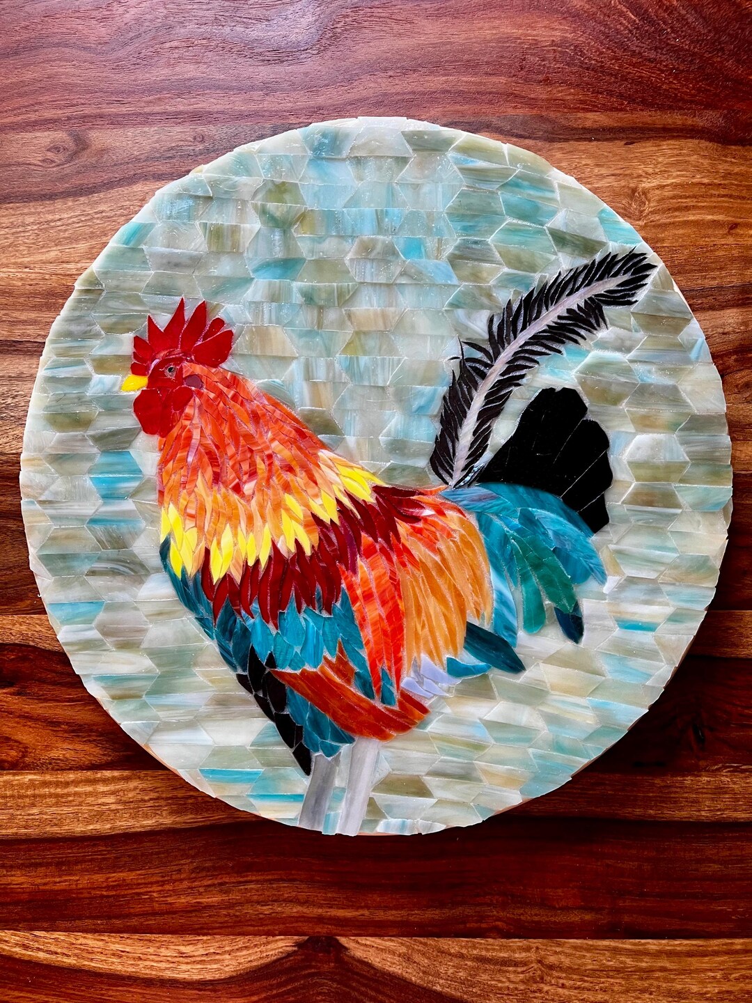 Colorful Rooster Mosaic Lazy Susan - Etsy
