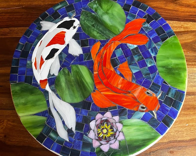 Koi and Lily Pads Mosaic Lazy Susan - Etsy