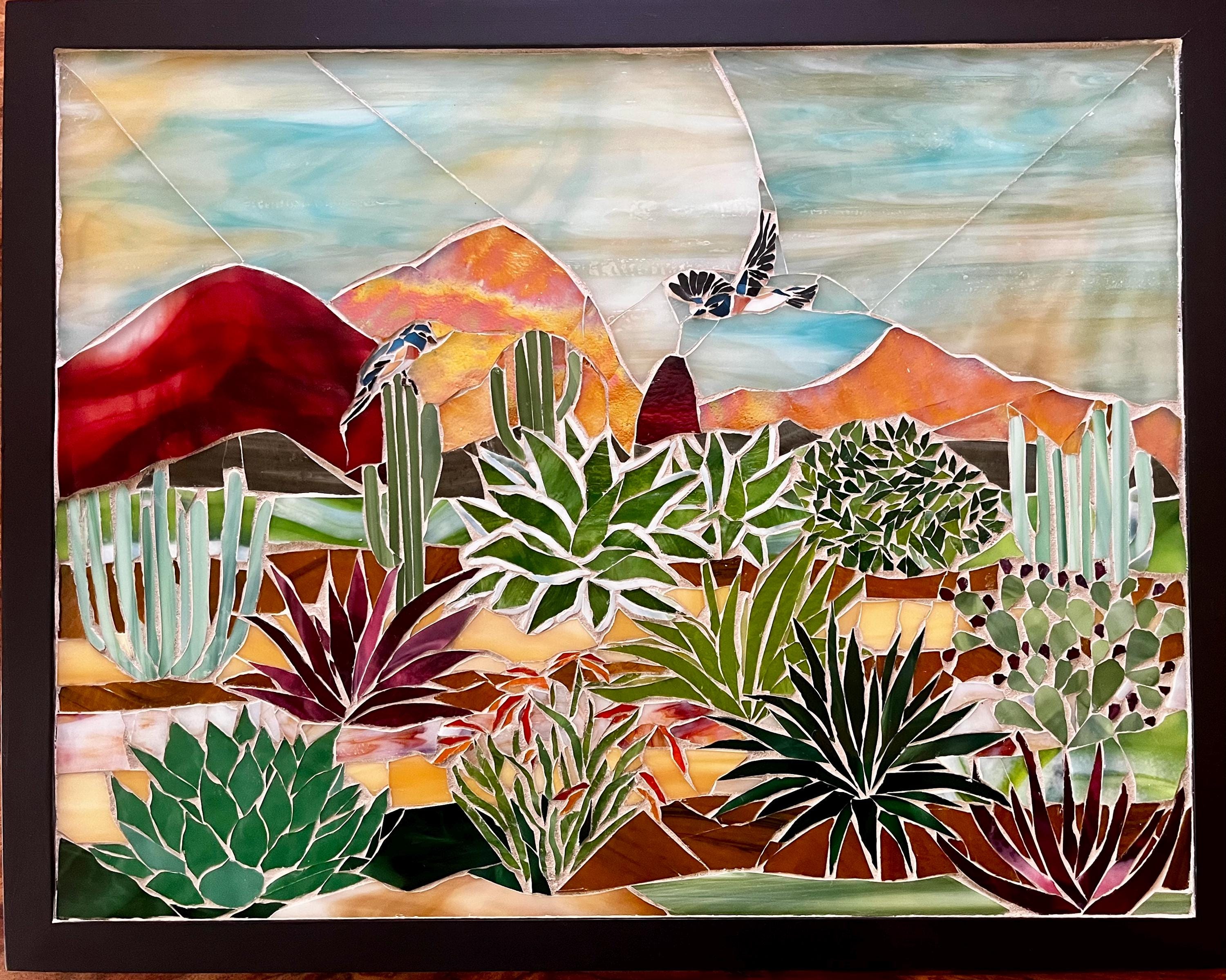 Sparkling Desert Landscape Glass Mosaic Artwork - Etsy