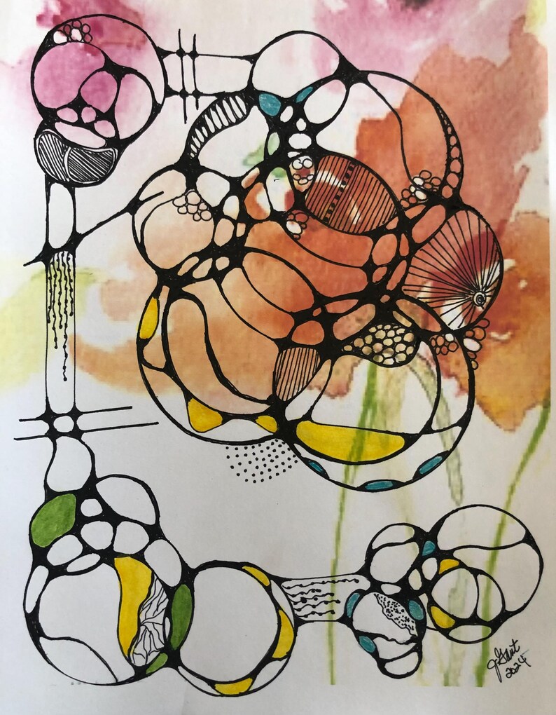 Original Neurographic Art Watercolor, Pen and Ink 9 X 12 Est. - Etsy