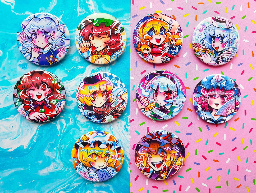 Touhou Project PCB Button Pins 44 /75 Mm - Etsy