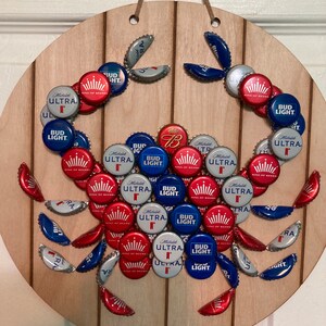 Red, White & Blue Beer Cap Crab - Etsy