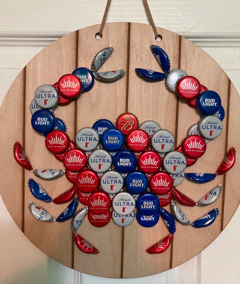 Red, White & Blue Beer Cap Crab - Etsy