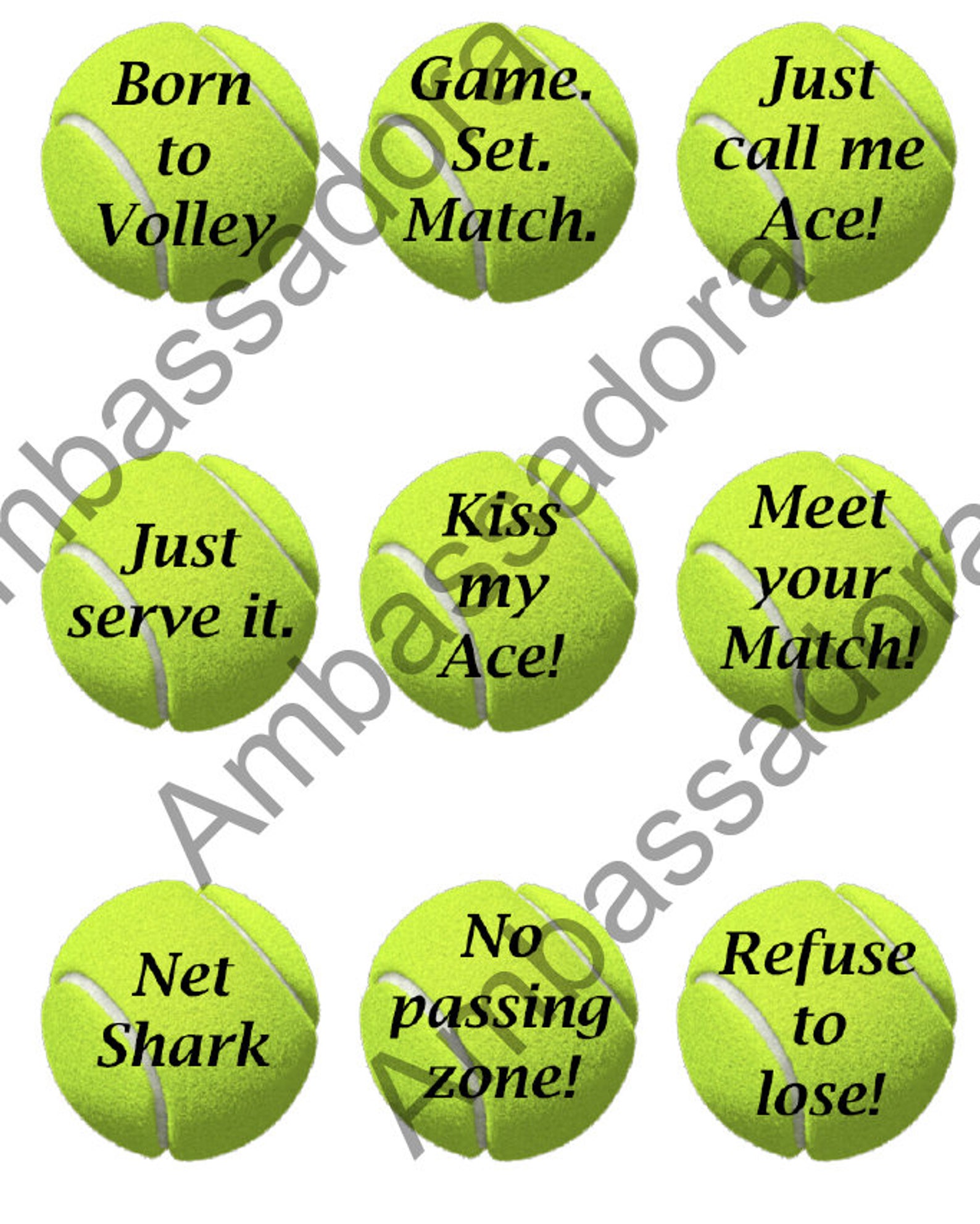 Tennis Balls on Round Labels (2.5"): Printable on Avery Round Labels ...