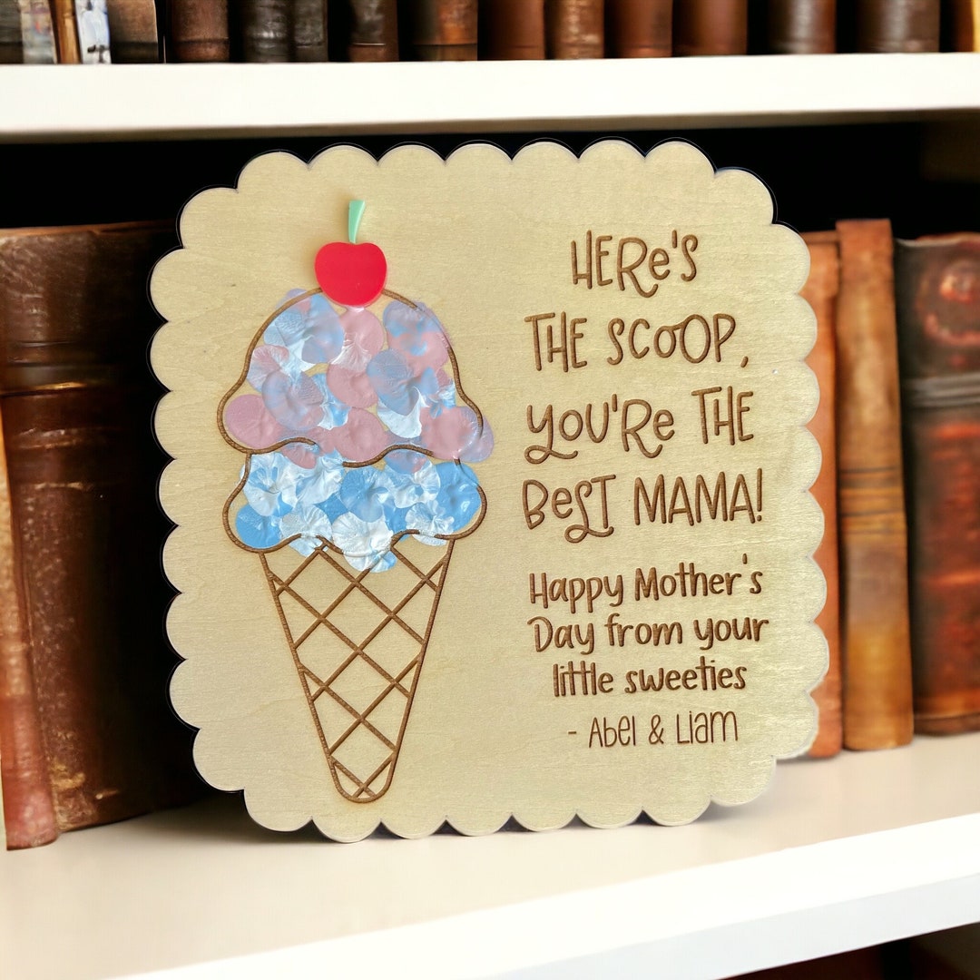 DIY Ice Cream Fingerprint Sign | DIY Mothers Gift | Mothers Day Sign ...