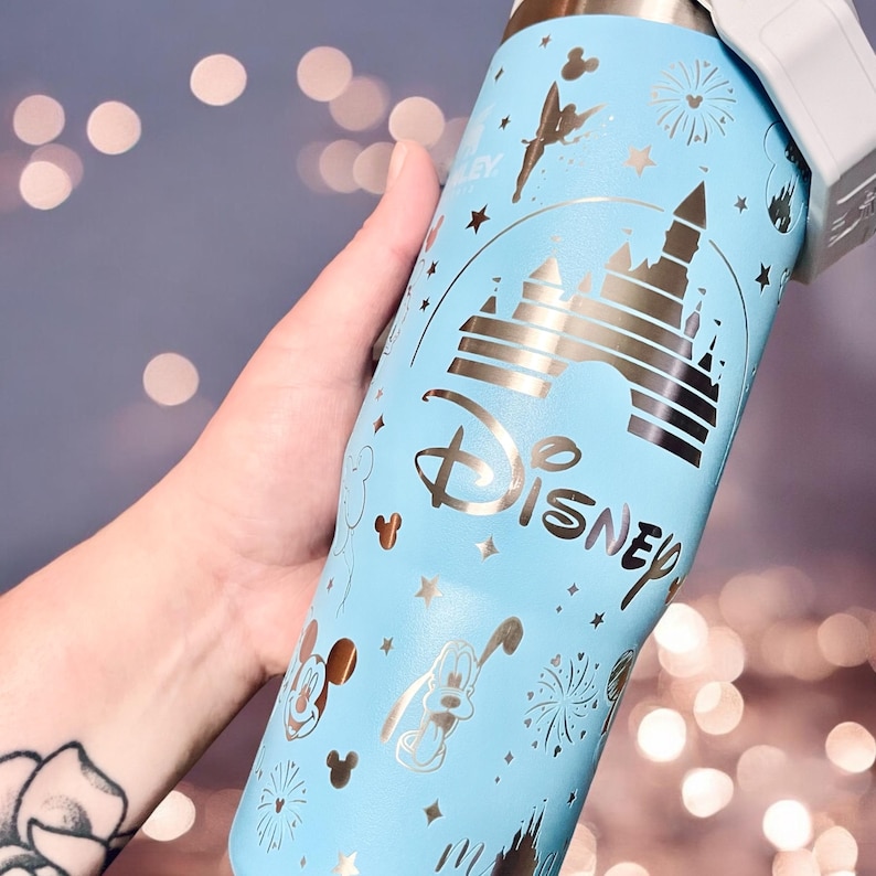 Personalized Disney Castle Engraved Tumbler | Mickey Minnie Tumbler ...