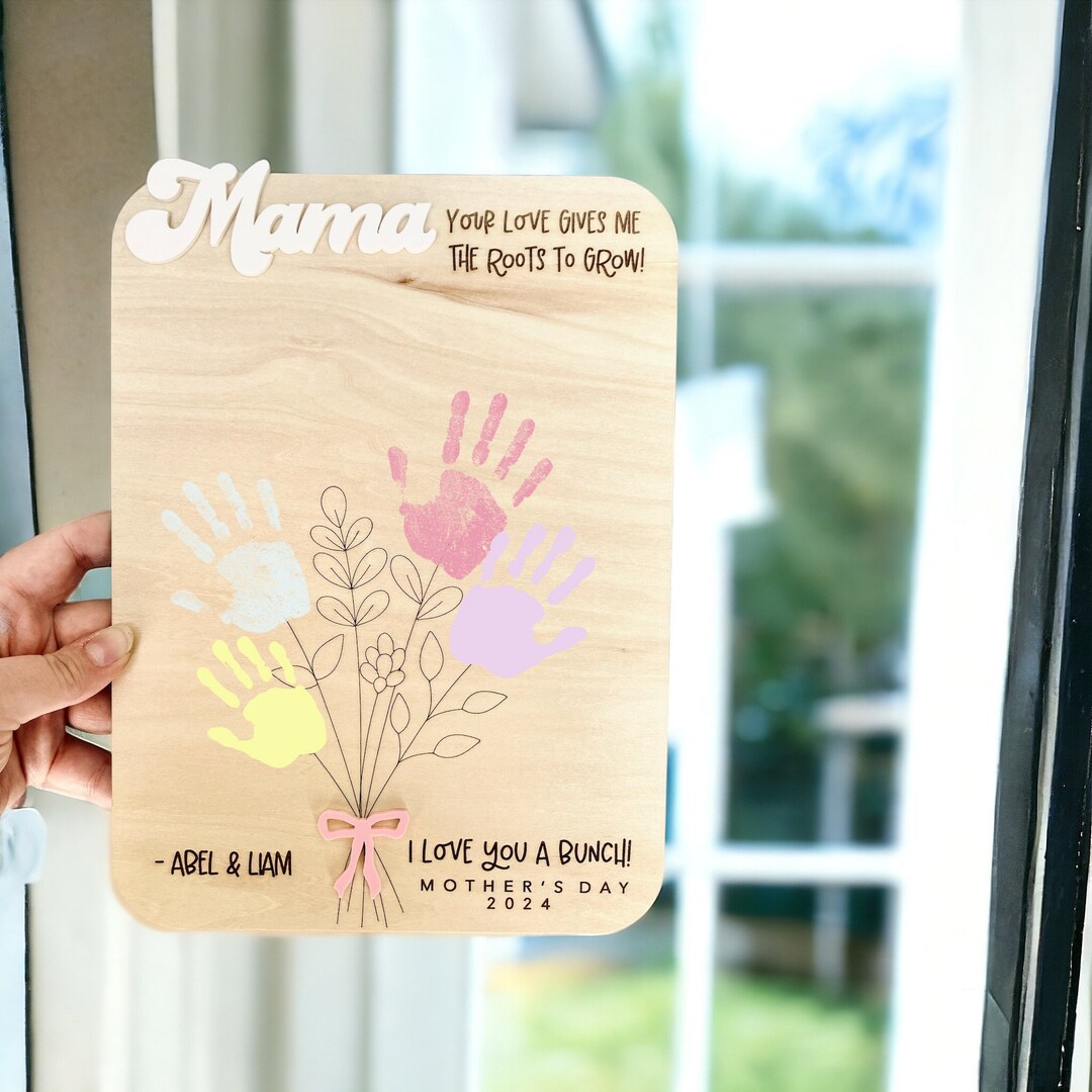 Handprint Flower Bouquet Sign | DIY Handprint Sign | Mothers Day Sign ...