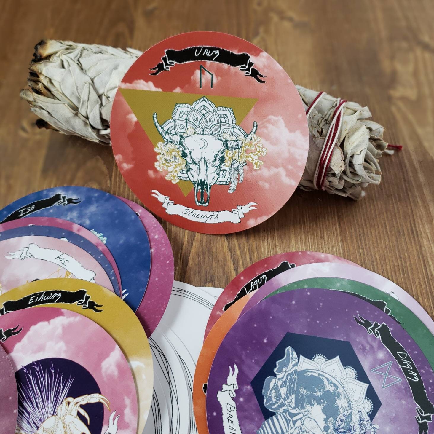 Rune Oracle Tarot Card Deck Round Circle Divination Tool, Zodiac ...