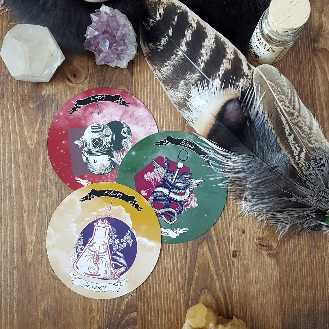 Rune Oracle Tarot Card Deck Round Circle Divination Tool, Zodiac ...