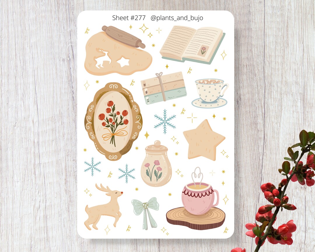 Winter Decor Sticker Sheet, Holiday Stickers, Cozy Winter Cookies ...