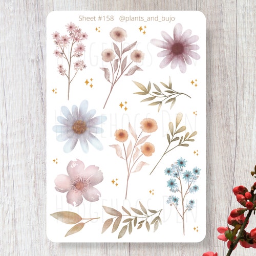 Papercraft Loidesign Print On Transfer Stickers Spring Flowers 6 Sheets ...