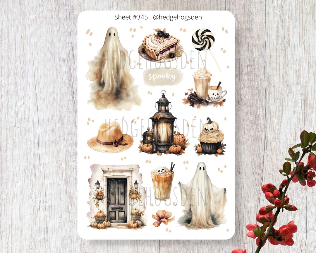 Cute Ghost Halloween Sticker Sheet, Halloween Candy Stickers, Witchy ...