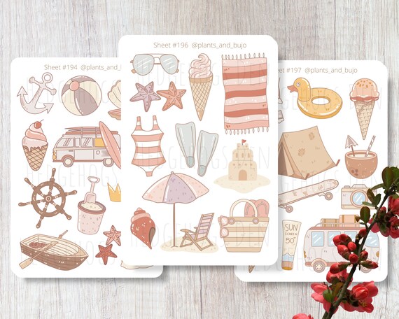 Summer Sticker Bundle Beach Sticker Sheet Bundle Beach - Etsy
