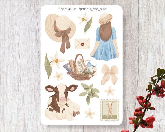Cottagecore Sticker Sheet Calf Stickers Baby Cow Stickers - Etsy