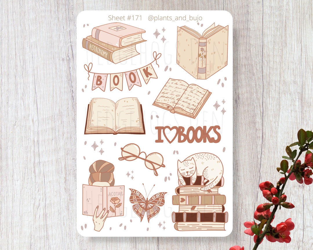 Book Sticker Sheet, Book Lover Sticker, Reading Stickers, Journal ...