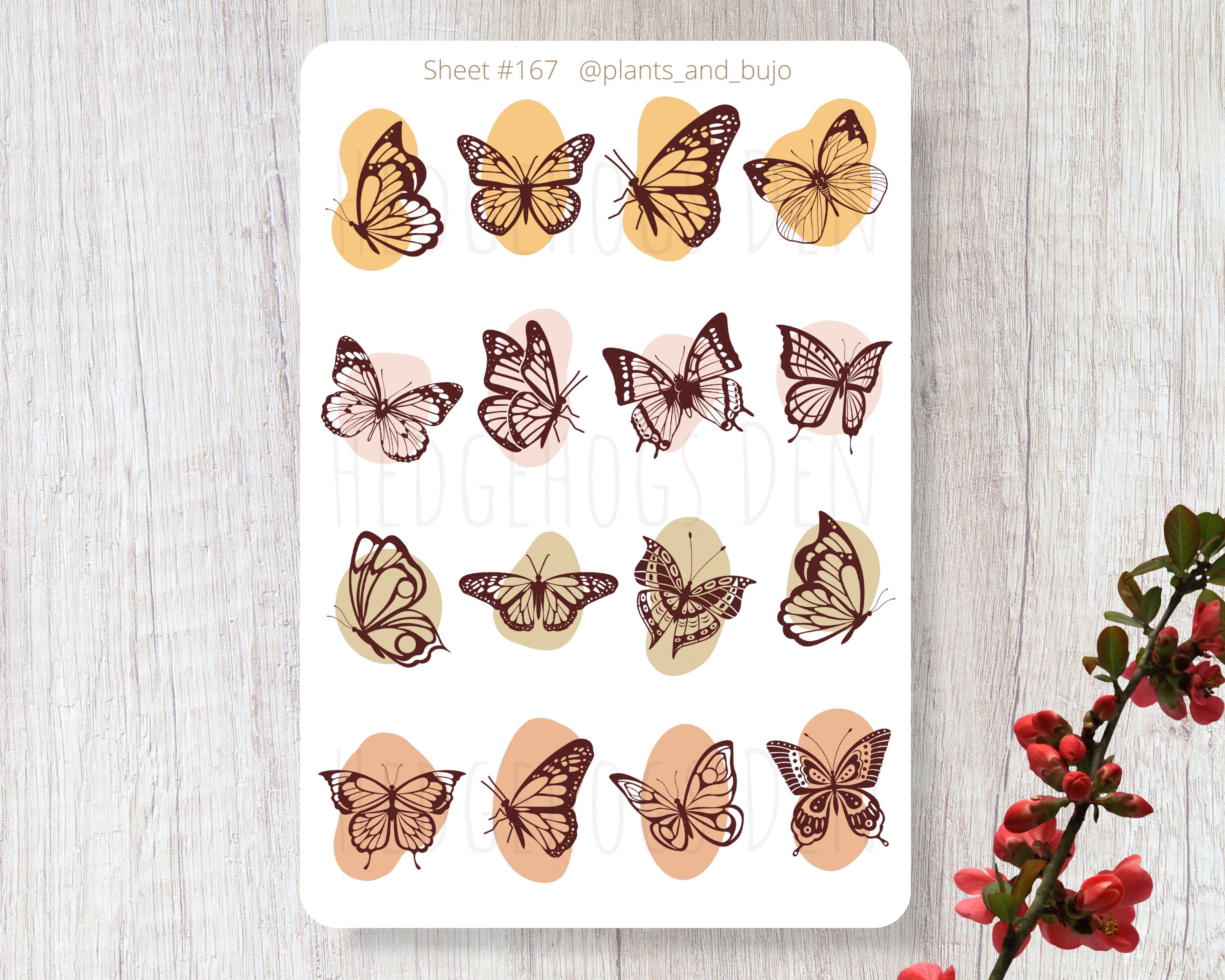 Butterflies Sticker Sheet, Butterfly Stickers, Boho Sticker Sheet ...
