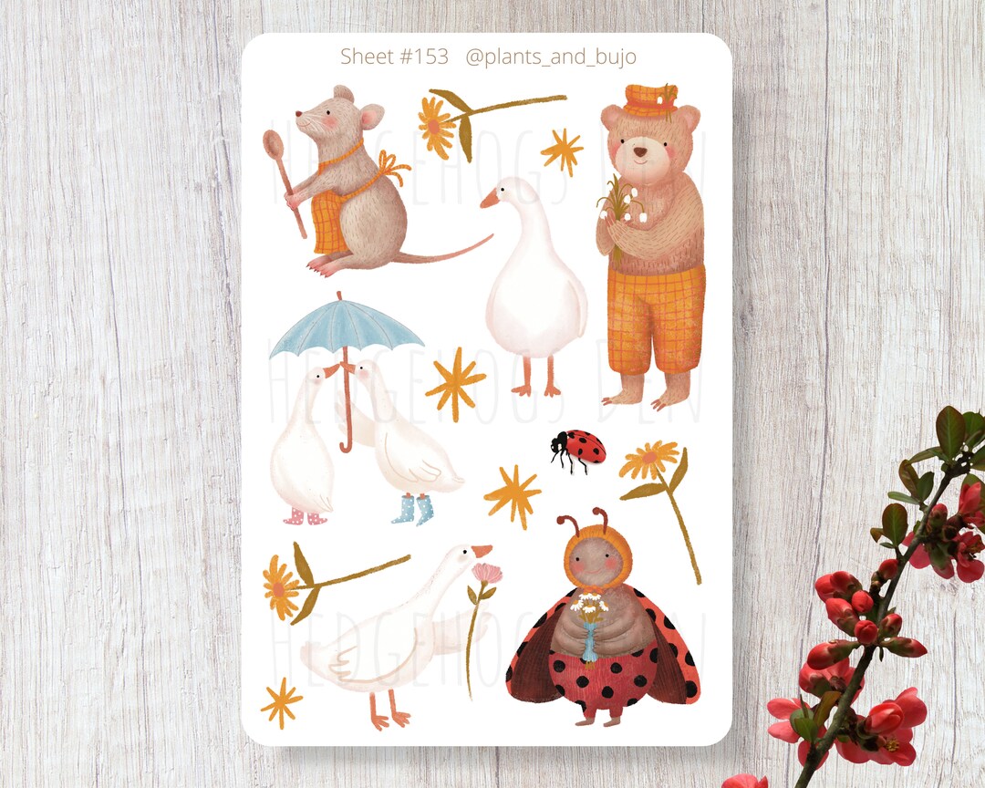 Cute Bear Stickers Spring Animal Stickers Spring Sticker - Etsy
