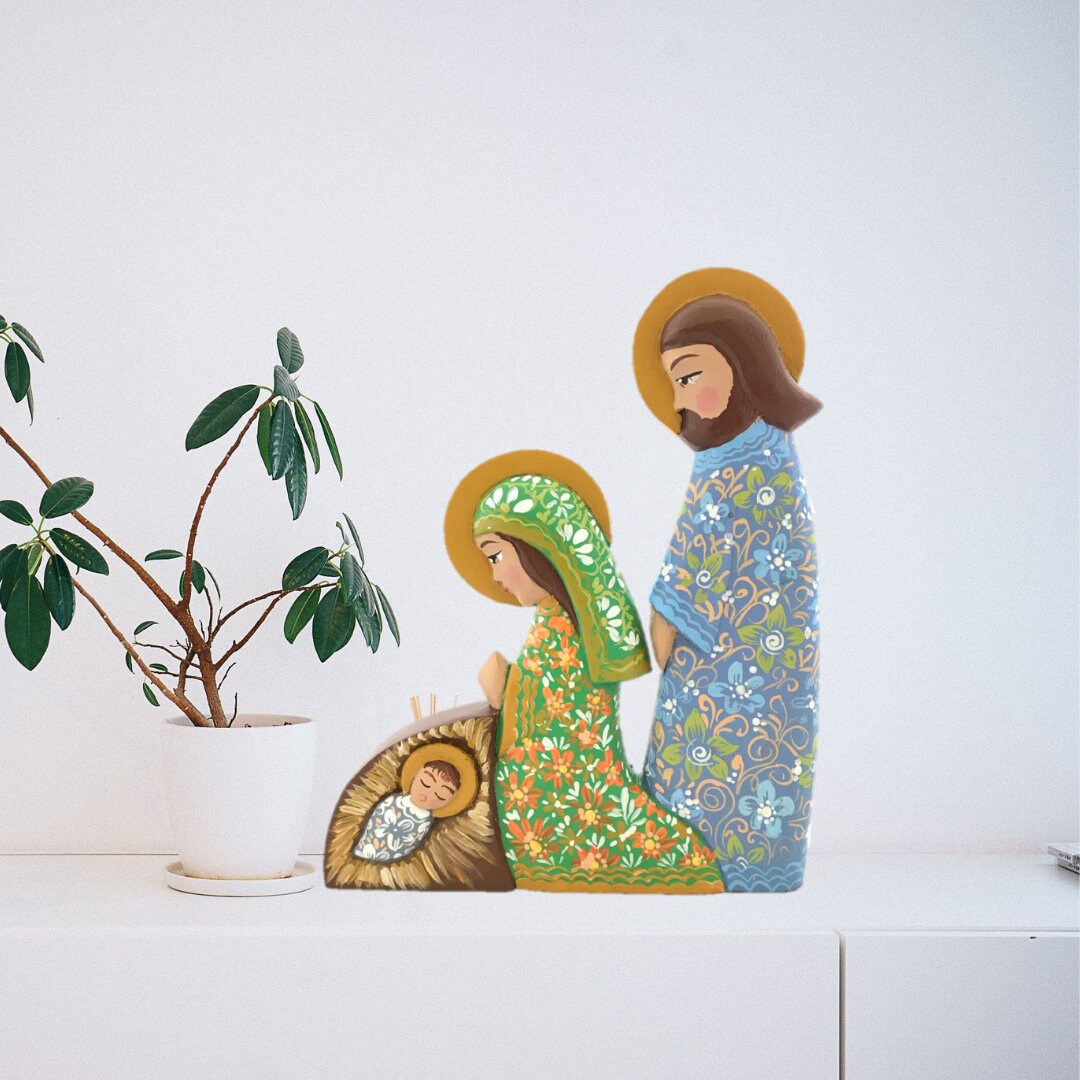 Wooden Nativity Scene Home Decor Religious Figures Christmas Nativity ...