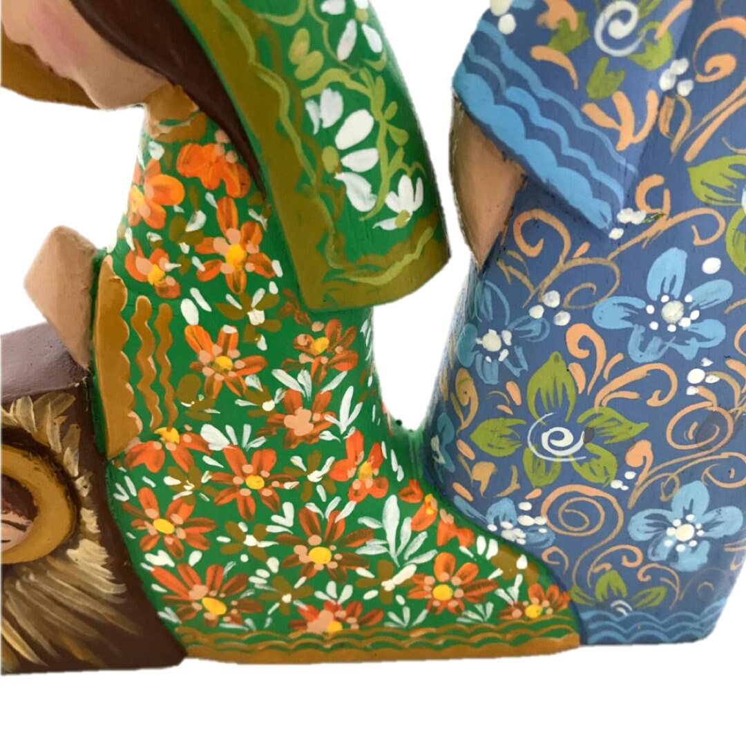 Christmas Nativity Figures Colorful Floral Decoration - Etsy