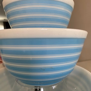 Set of 3 Vintage Pyrex Blue Stripe 401-403 Mixing Bowls - Etsy