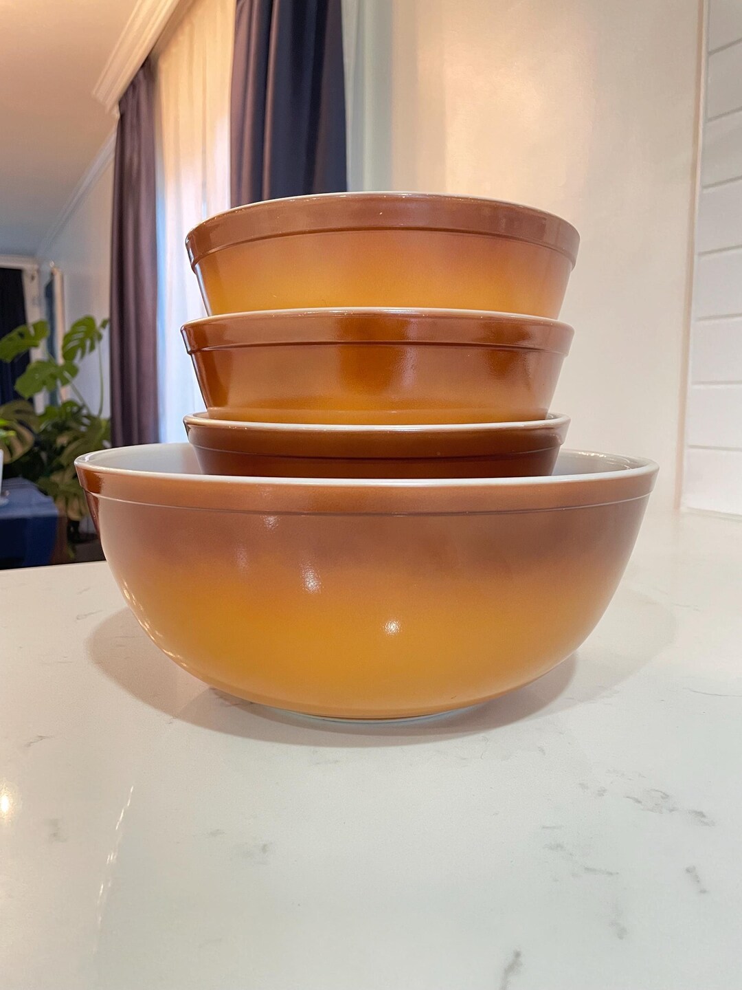 Vintage Pyrex 404- 402 Orange Ombre 4 Qt Bowl Kitchen 1950's Lid ...