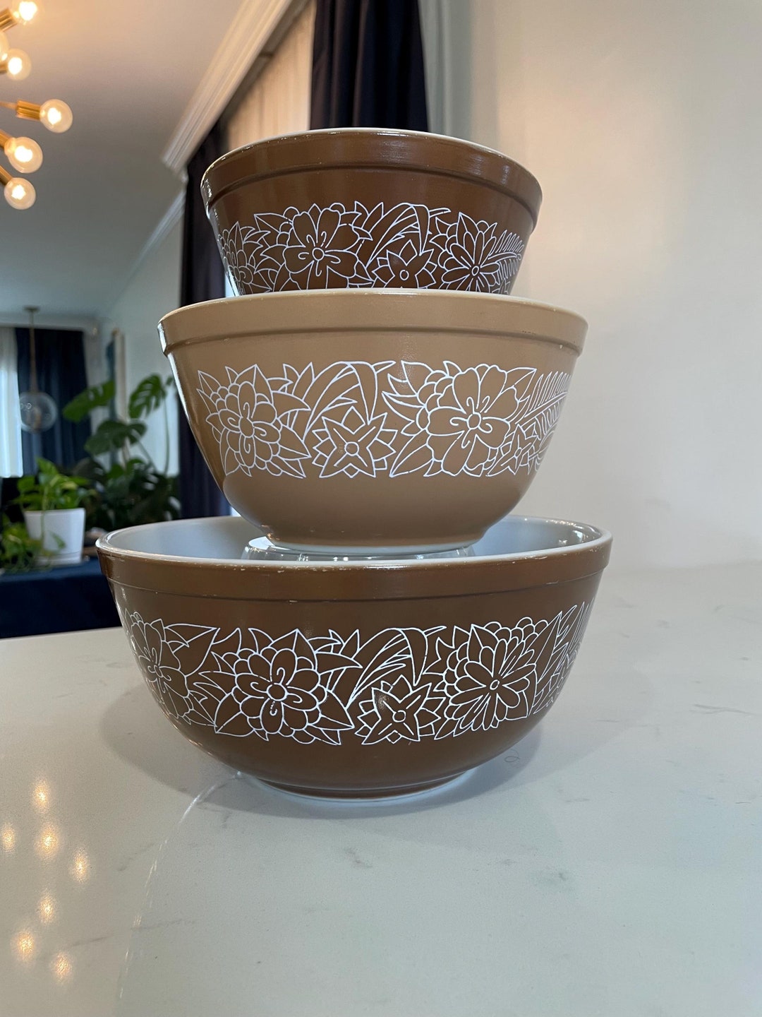 Pyrex Woodland Mixing Bowls Complete Set of 3 - 401, 402, 403- Neutral ...