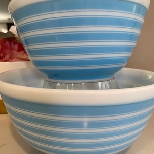 Set of 3 Vintage Pyrex Blue Stripe 401-403 Mixing Bowls - Etsy