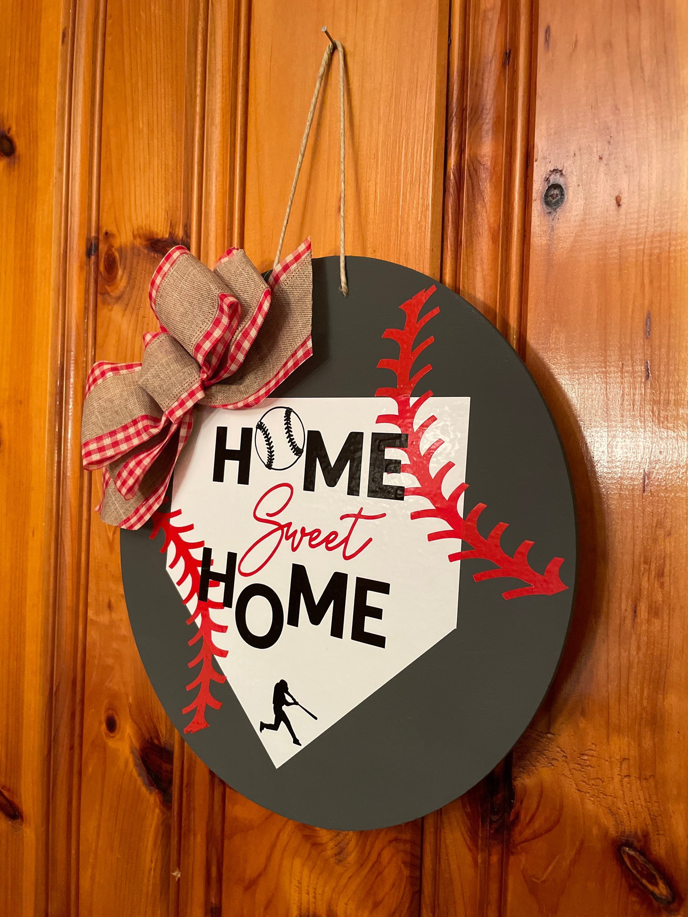 Wooden Round Home Decor Sign-home Sweet Home-baseball Themed Wood Sign ...