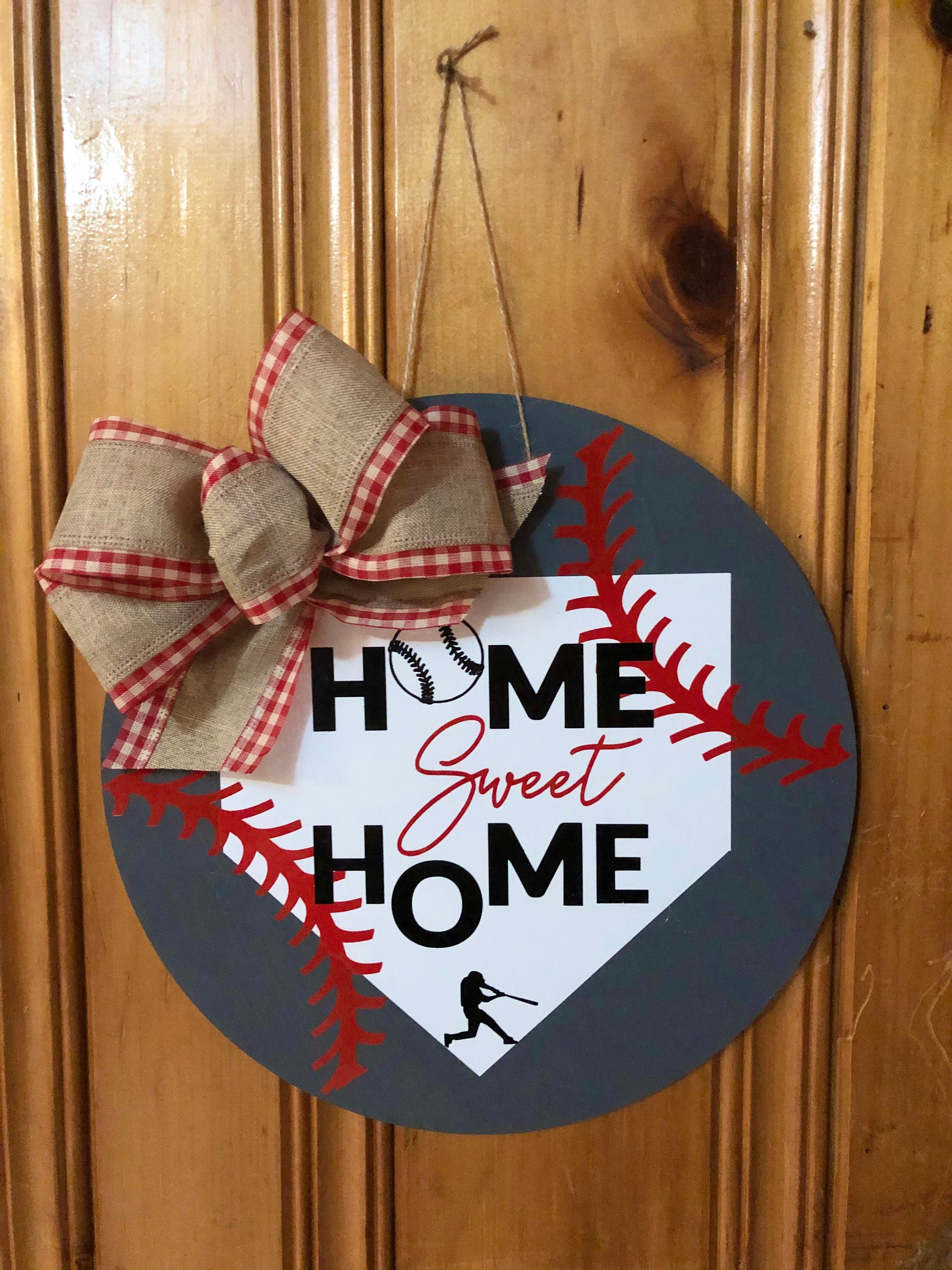 Wooden Round Home Decor Sign-home Sweet Home-baseball Themed Wood Sign ...