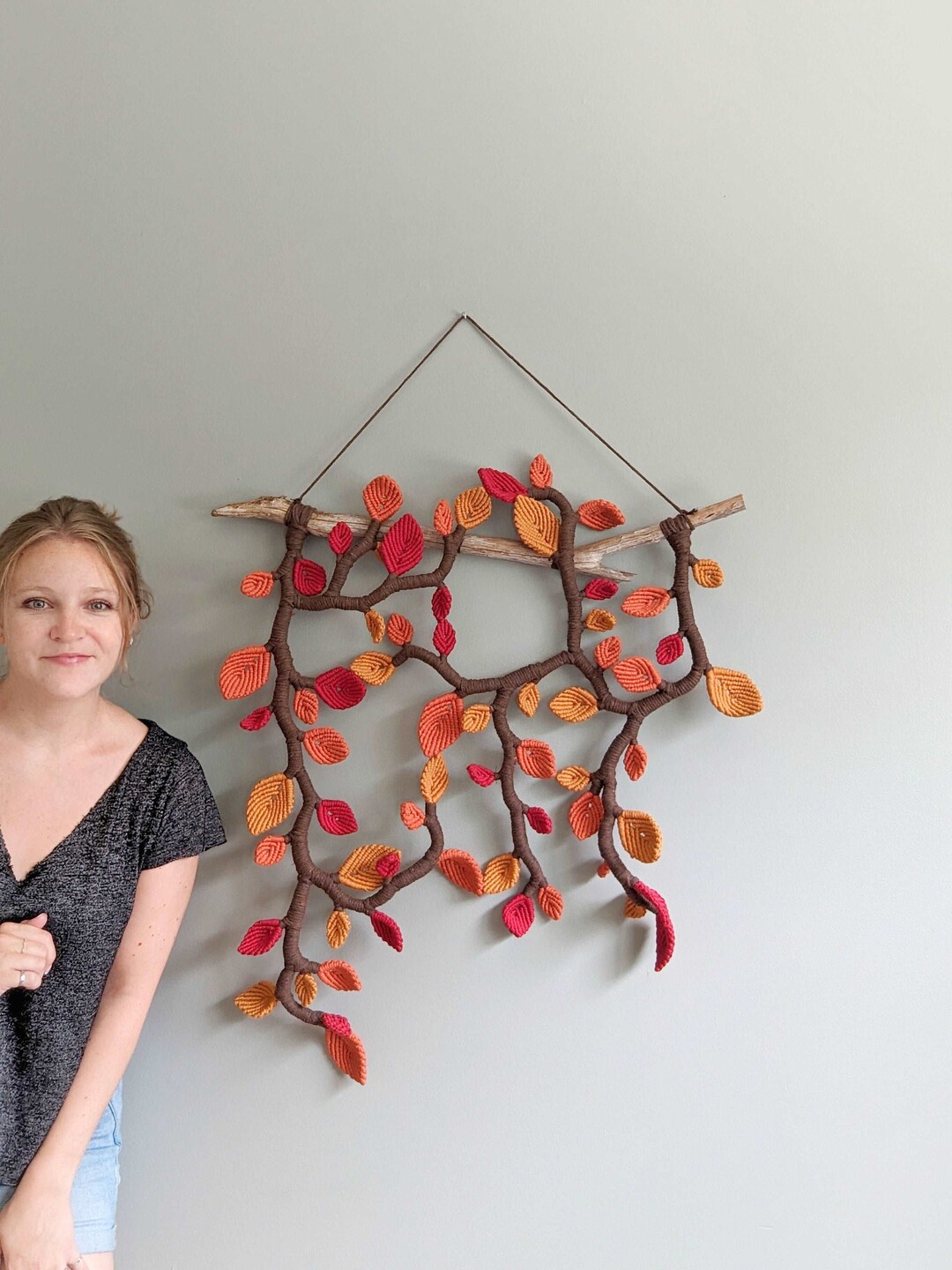 Macrame Statement Wall Hanging Leaf Sculpture, Contemporary Modern ...