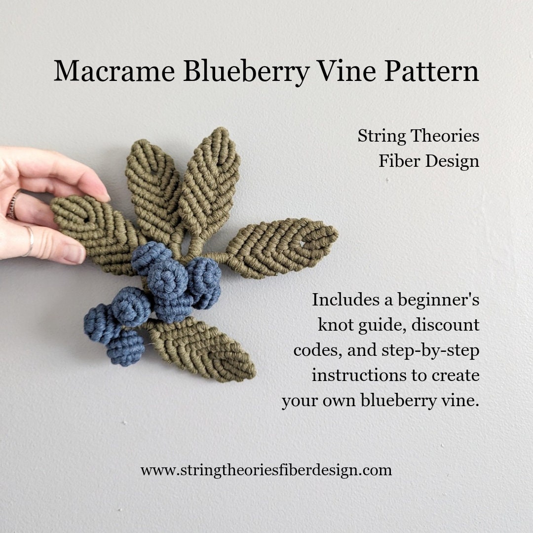 DIY Pattern Macrame 3D Blueberry Vine Instructions, Macrame Tutorial ...