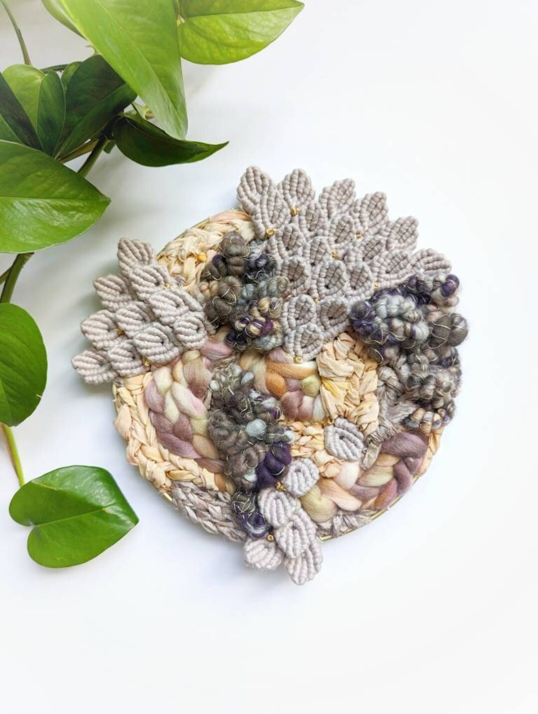 Round Macrame Weave Hanging, Mermaid Scale Wall Tapestry, Round Weaving ...