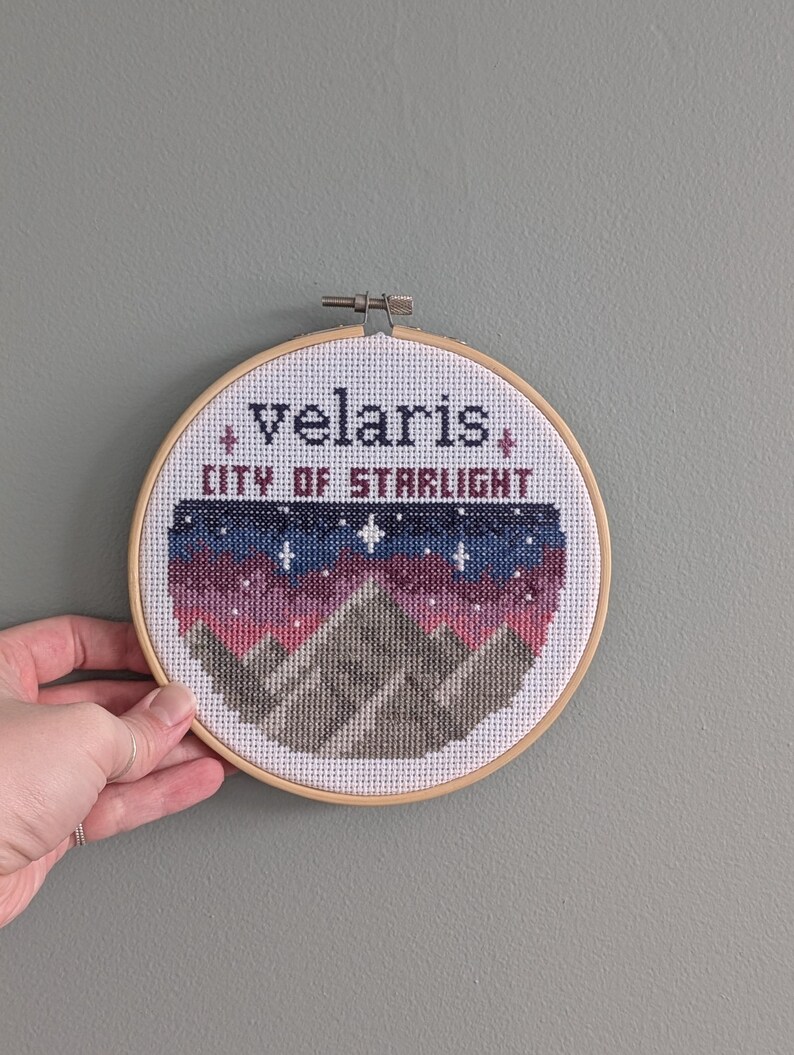 Velaris Cross Stitch, ACOTAR, Sarah J Maas Fan Art, ACOMAF Mountain ...