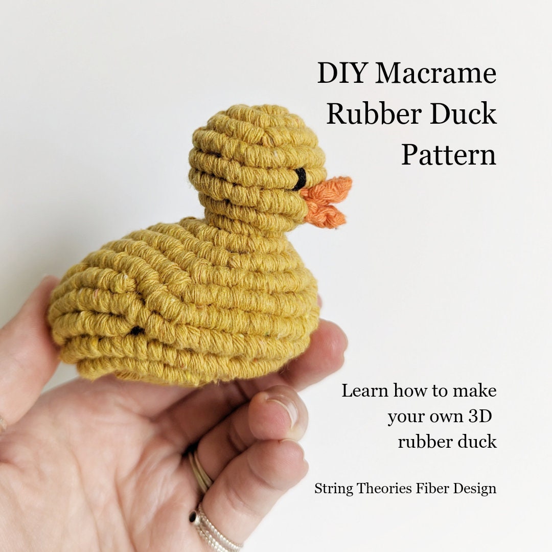 DIY Pattern Macrame 3D Sculpture Rubber Duck Instructions, Macrame ...