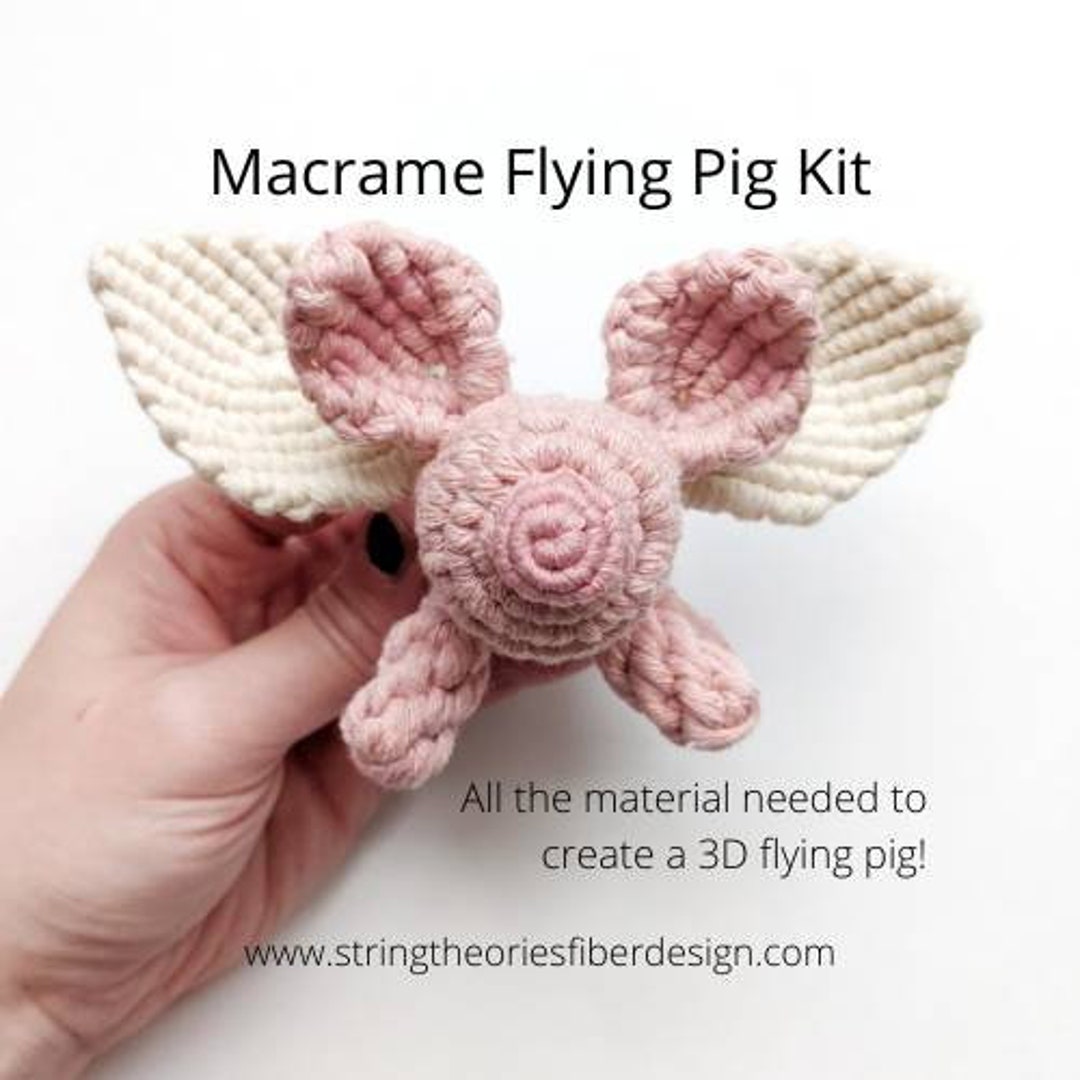 DIY Pattern Macrame 3D Sculpture Flying Pig Instructions, Macrame ...