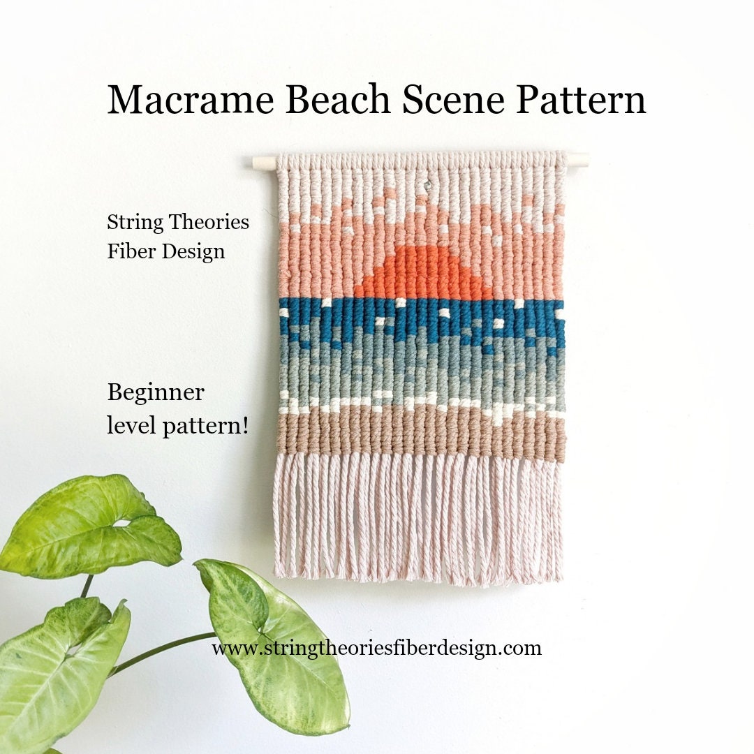 DIY Pattern Macrame Pixel Beach Scene Instructions, Macrame Tutorial ...