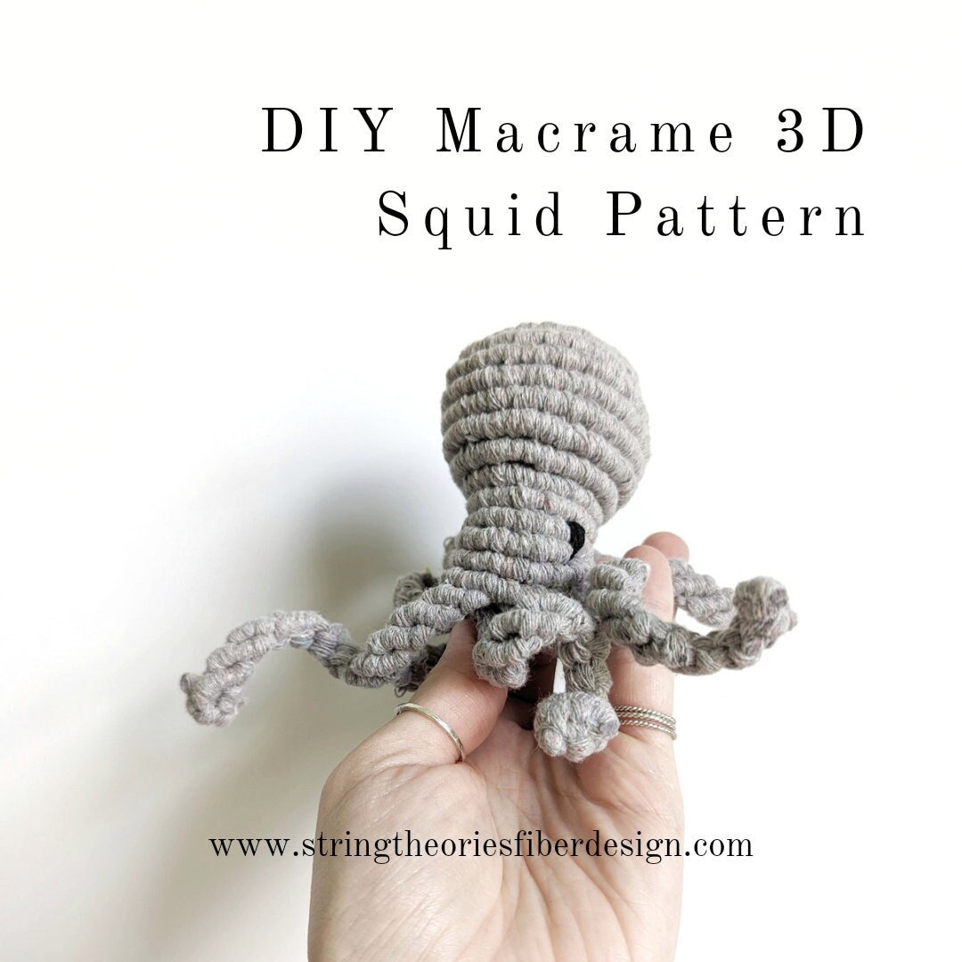 DIY Pattern Macrame 3D Sculpture Alien Squid Instructions, Macrame ...