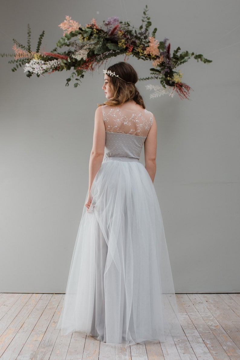 Brautrock Iceland mit Tüll in zartem Blau | Etsy