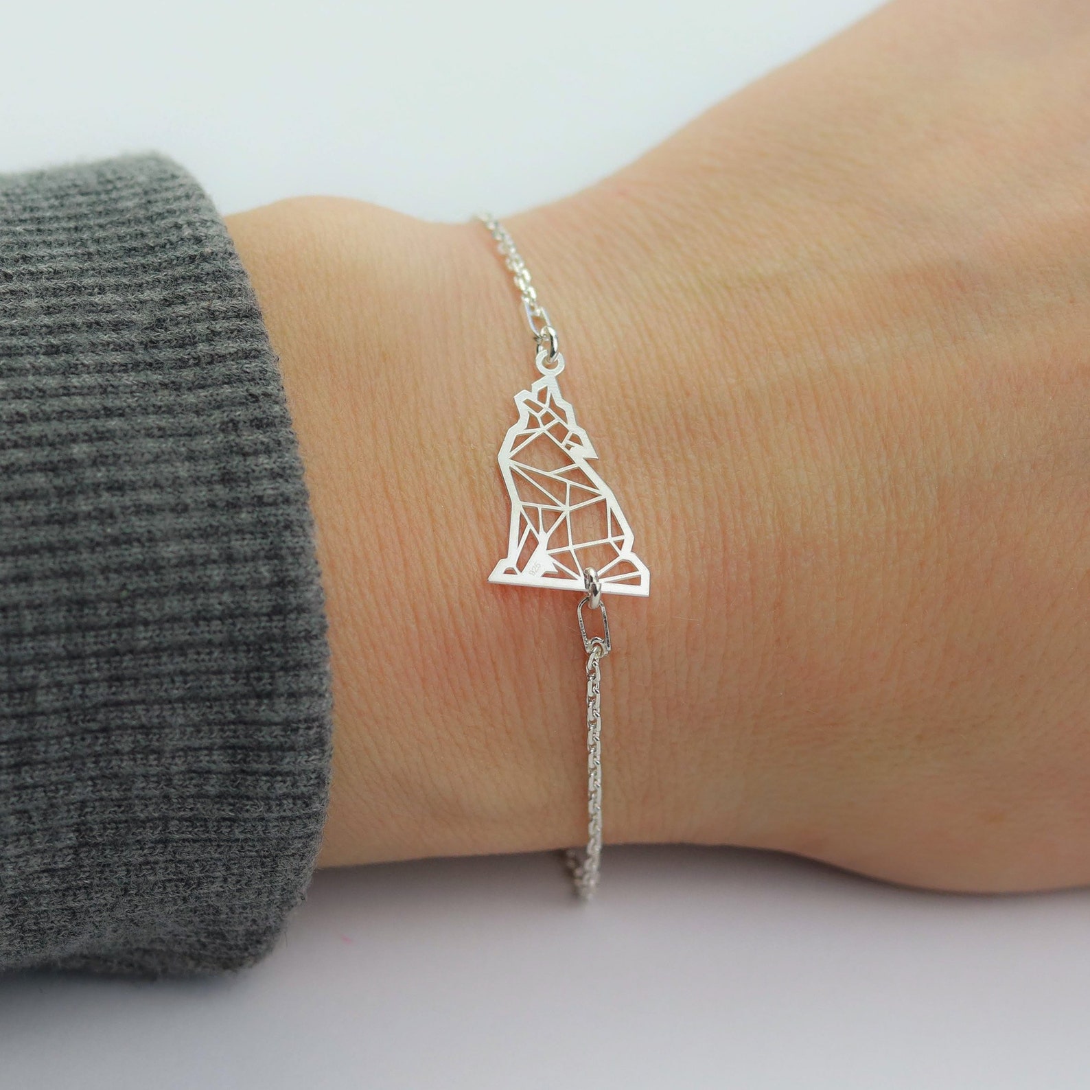 Silver Wolf Bracelet | Origami Wolf | Howl at the Moon | Howling Wolf ...
