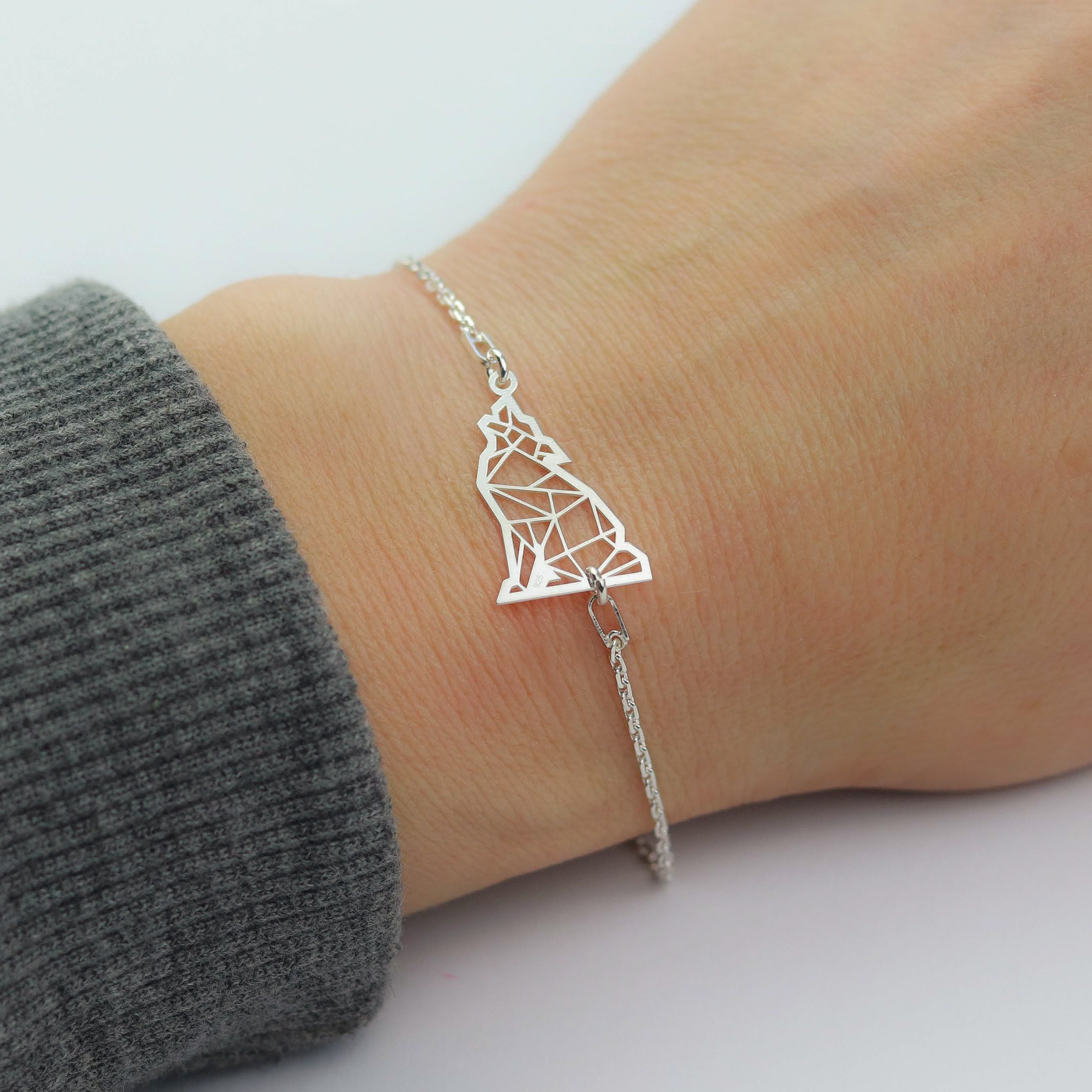 Silver Wolf Bracelet | Origami Wolf | Howl at the Moon | Howling Wolf ...
