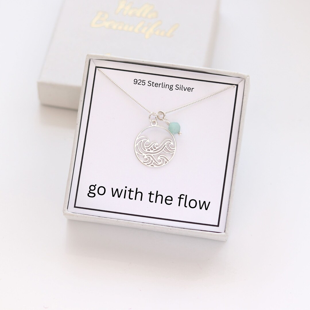 Be Brave Positivity Wave Necklace - Silver Pendant With Amazonite ...