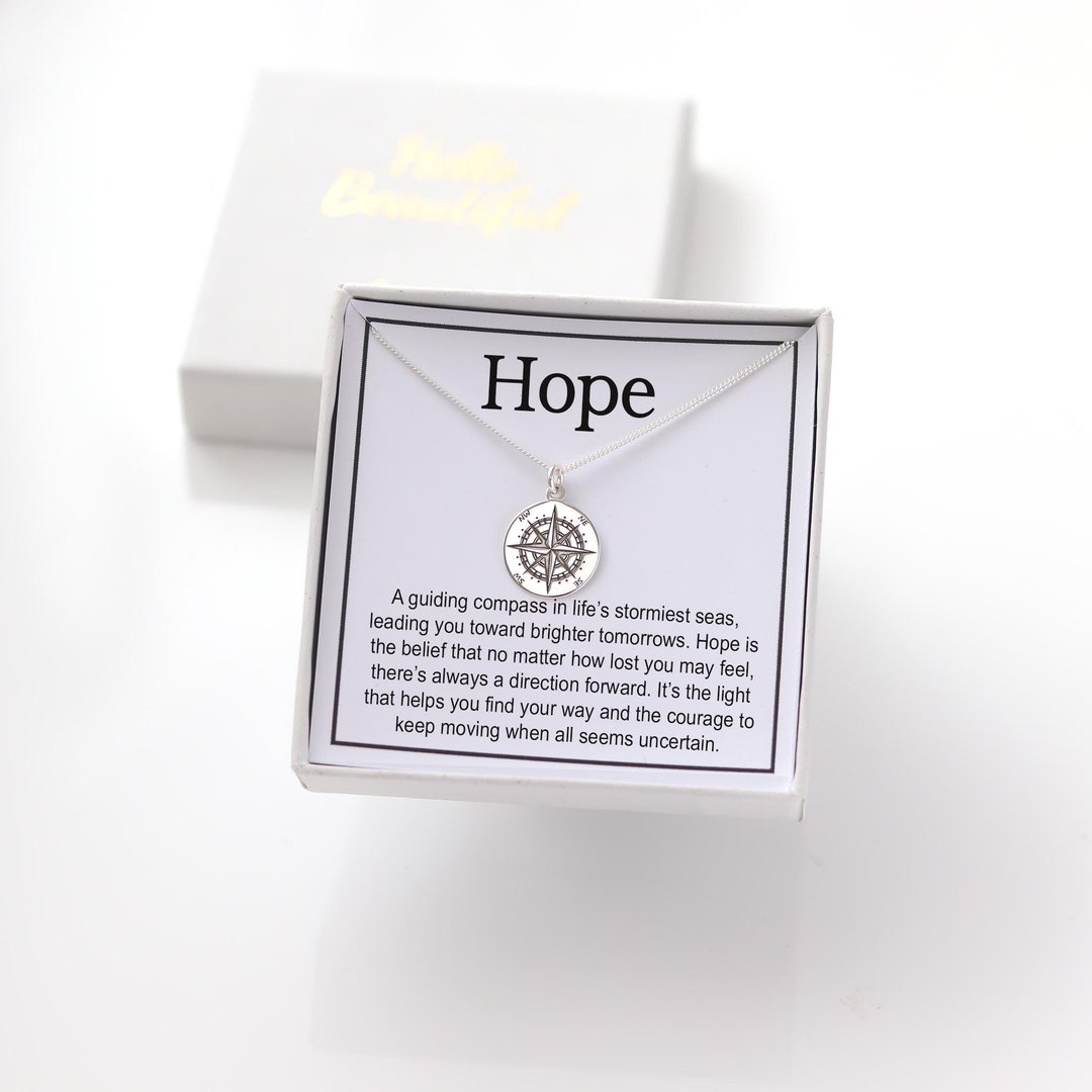 Hope Compass Necklace With Inspirational Card - Healing Encouragement ...