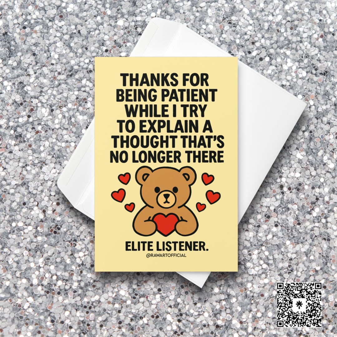 Funny ADHD Teddy Bear Card • Appreciation Gift for Partner - Etsy