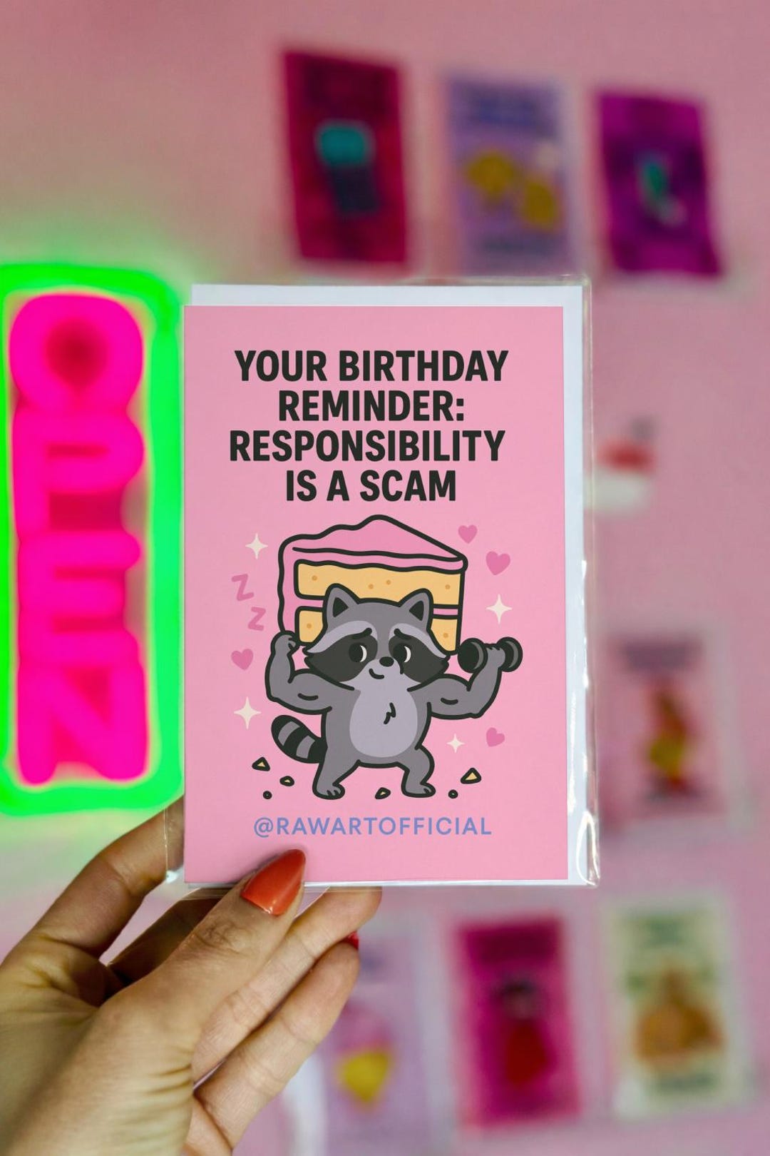 Funny Raccoon Birthday Card • Responsibility is a Scam - Etsy