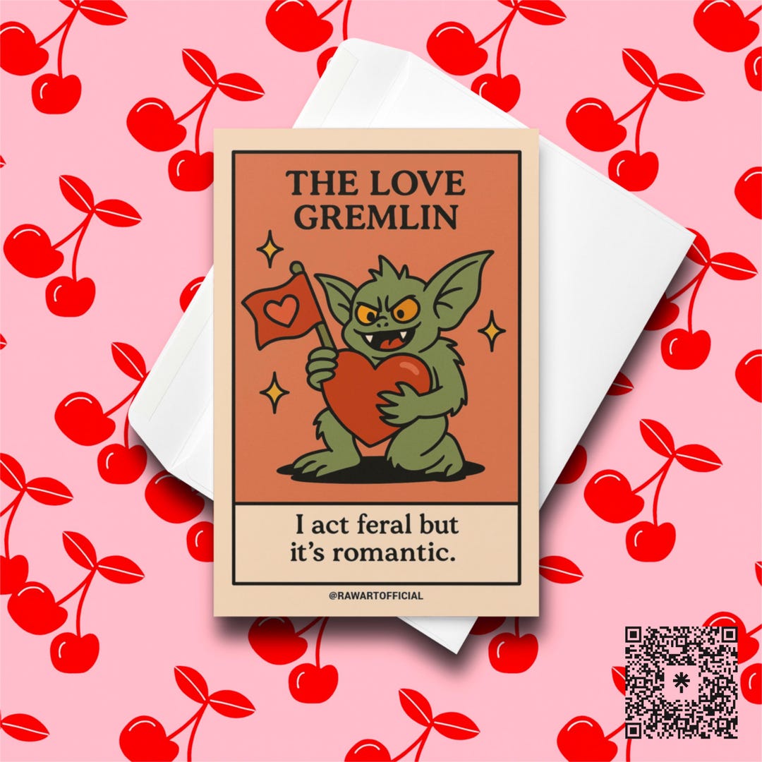 Funny Love Gremlin Valentine Card • Feral Romance - Etsy