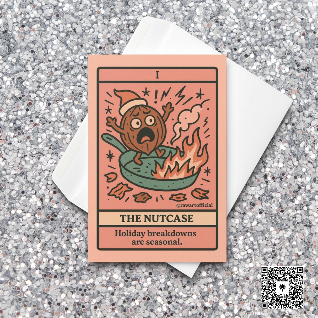 Funny Christmas Card • Nutcase Holiday Tarot • Retro Xmas Greeting ...